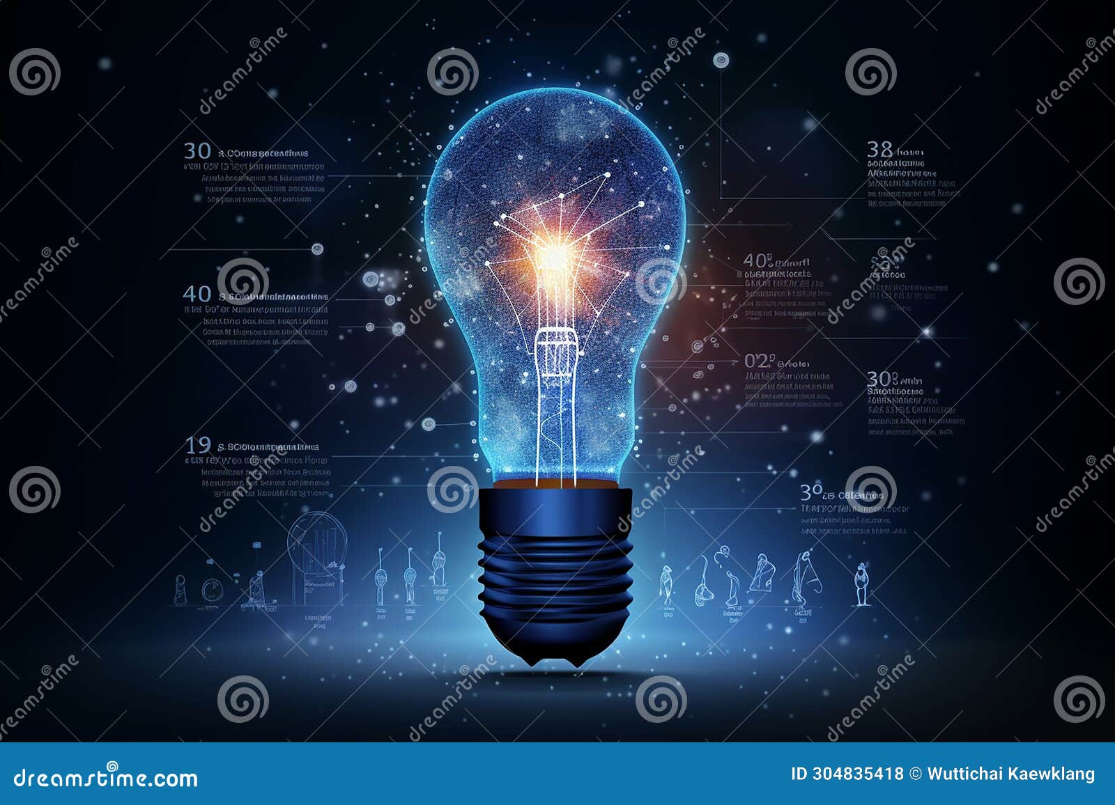 Light Bulb, Infographic Light Bulb with Huge Amount of Astronomical ...