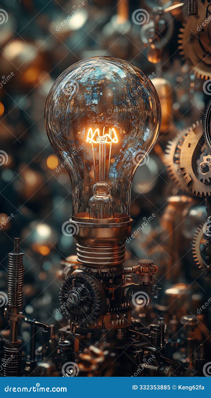 Light Bulb Integrated into Complex Mechanical Gears Stock Image - Image ...