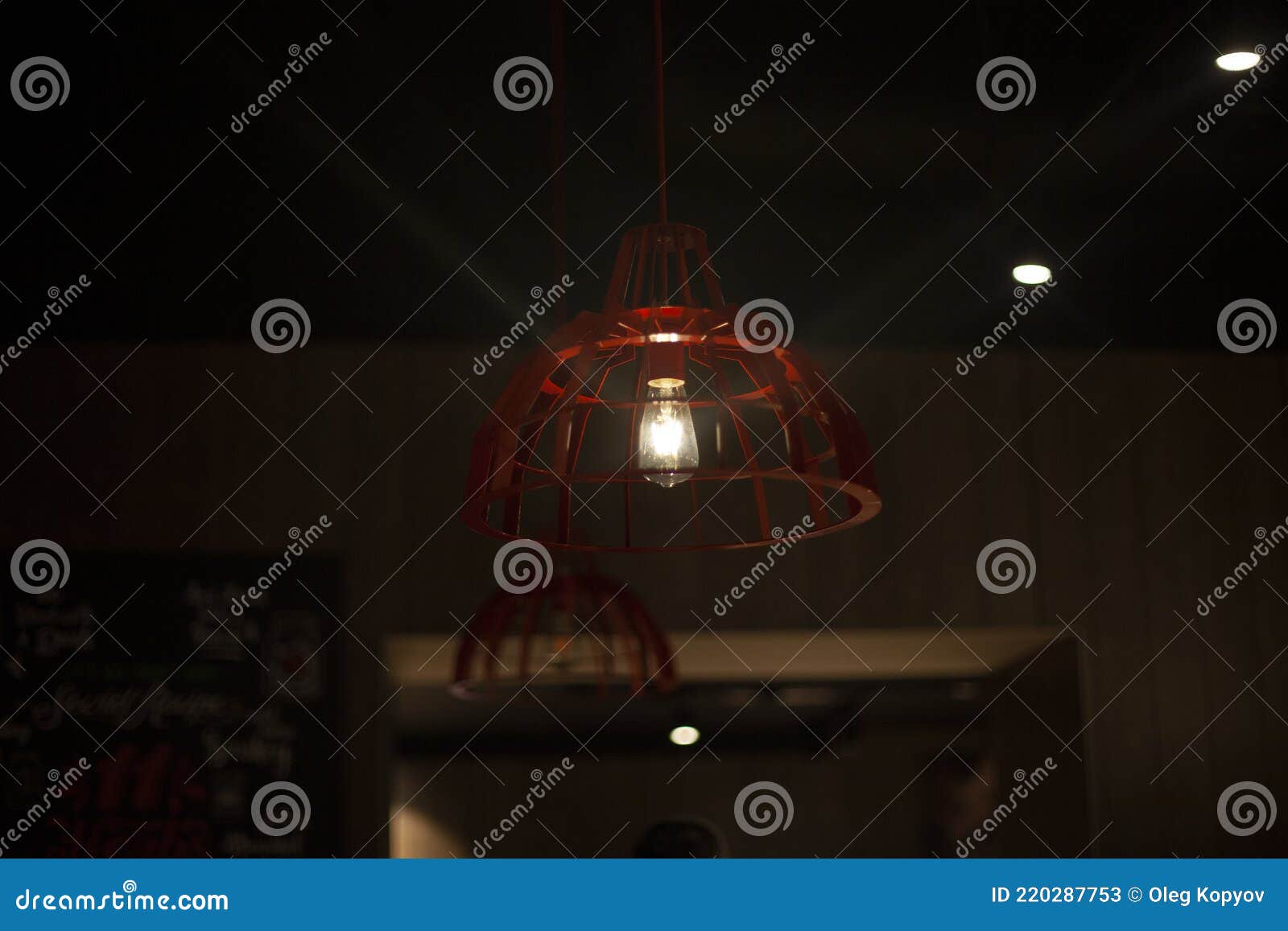 Light Bulb in the Interior. Light Bulb in a Dark Room Stock Image ...