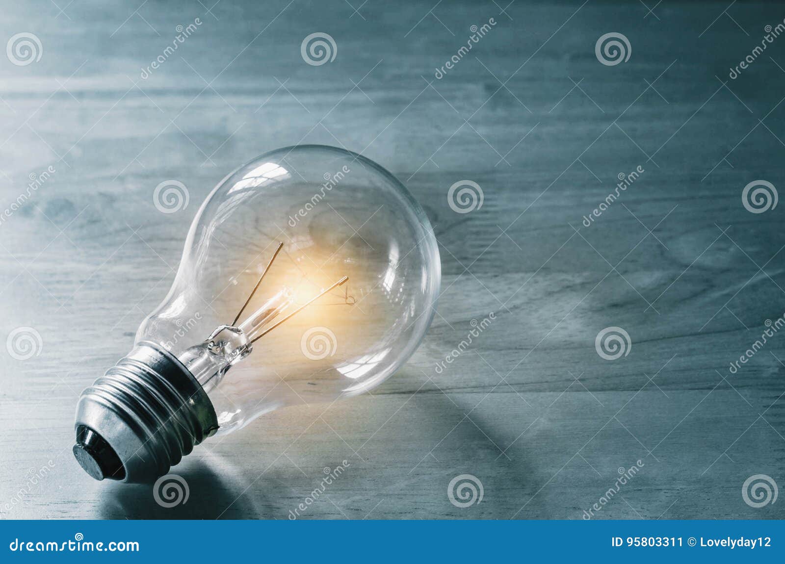 Light Bulb Isolate on Wood Background Stock Image - Image of ...