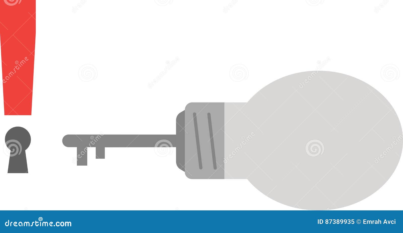 Light Bulb with Key and Exclamation Mark Keyhole Stock Vector ...
