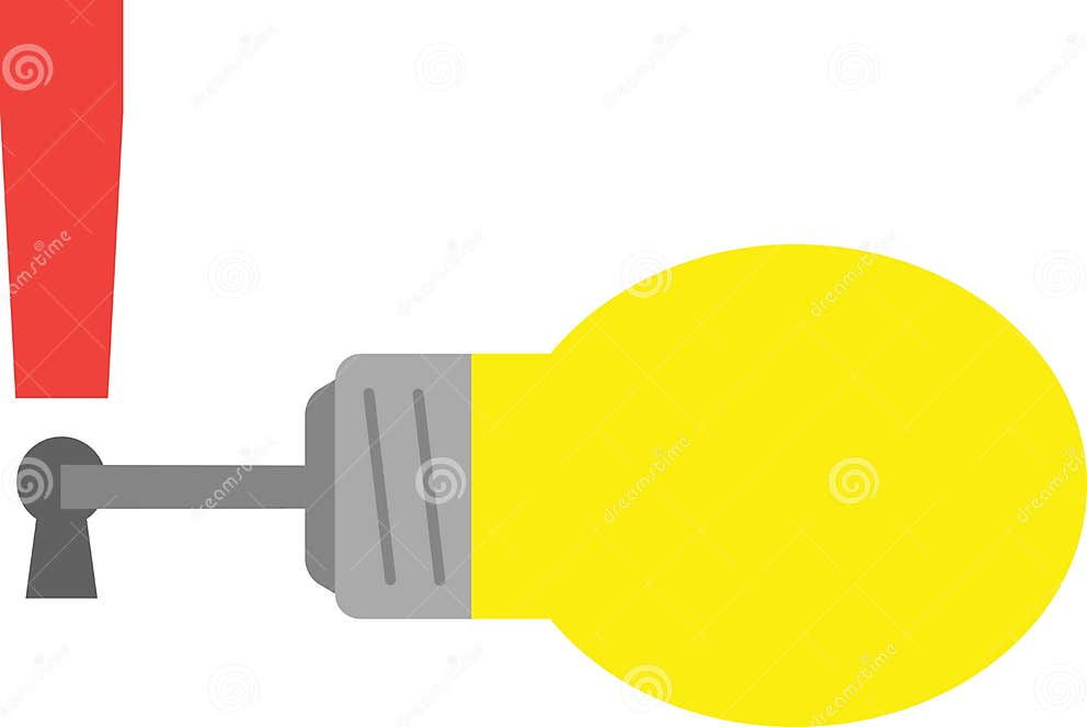 Light Bulb with Key and Exclamation Mark Keyhole Stock Vector ...