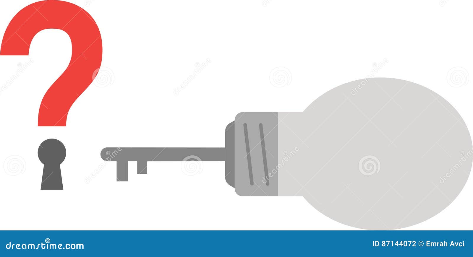 Light Bulb with Key and Question Mark Keyhole Stock Vector ...