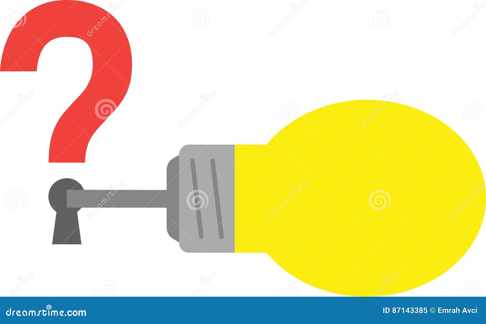 Light Bulb with Key and Question Mark Keyhole Stock Vector ...