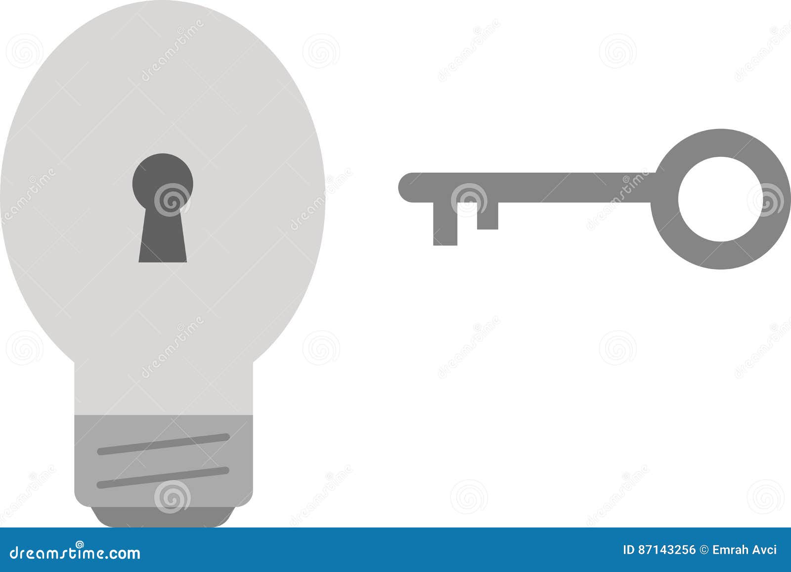 Light bulb with key stock vector. Illustration of inspiration - 87143256