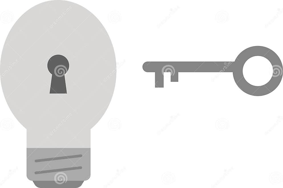 Light bulb with key stock vector. Illustration of inspiration - 87143256