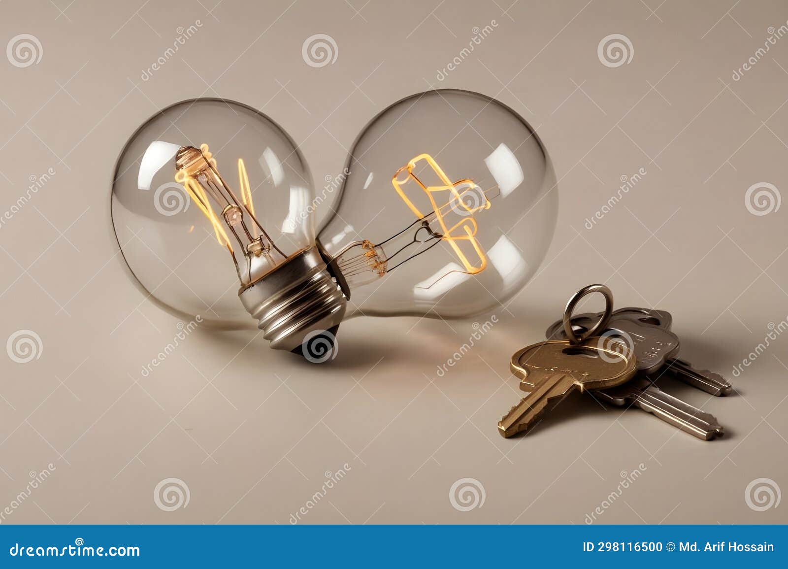 Light Bulb and Keys on Table Generative by Ai Stock Illustration ...