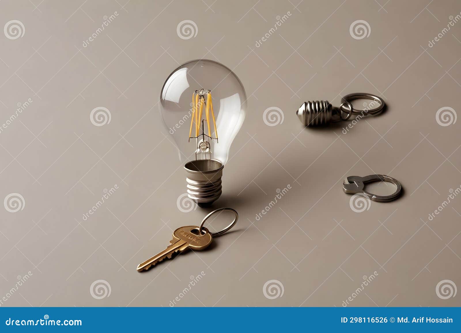 Light Bulb and Keys on Table Generative by Ai Stock Illustration ...