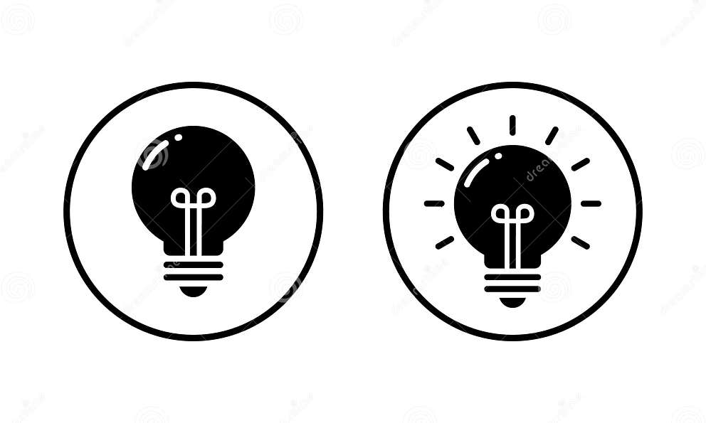 Light Bulb, Lamp Icon on Circle Line Stock Vector - Illustration of ...