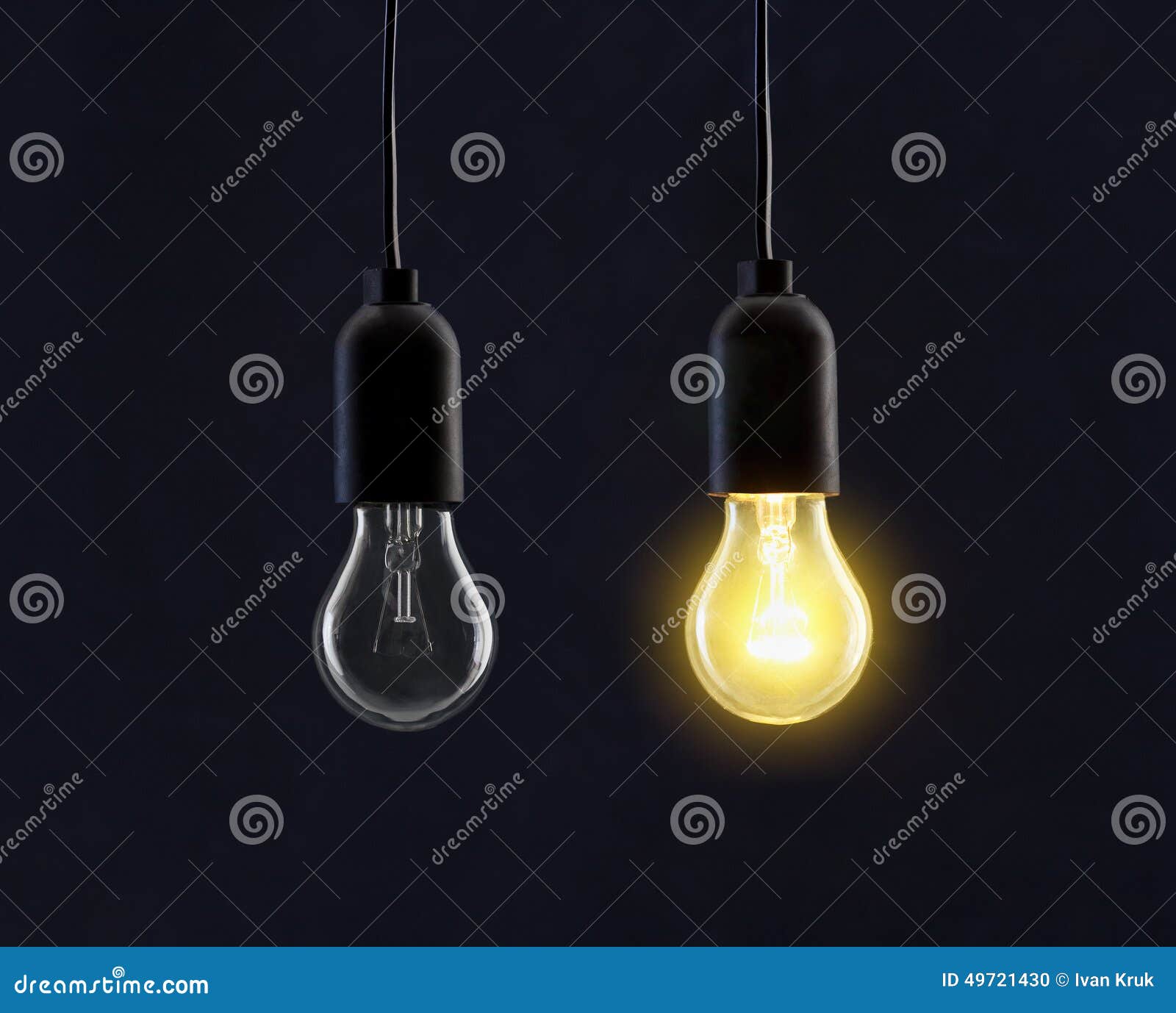 Light bulb lamps on black stock photo. Image of electricity - 49721430