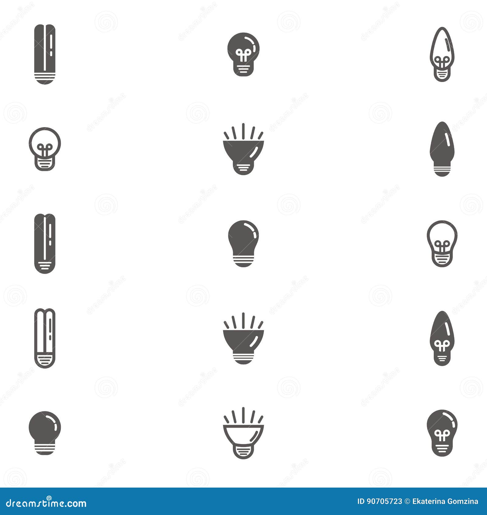 Light Bulb and LED Lamp. Vector Black and White Icons Set Stock Vector ...