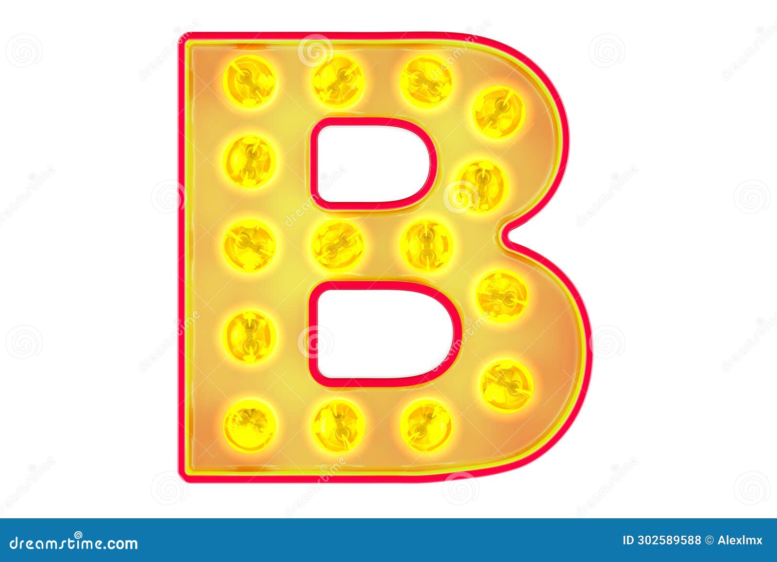 Light Bulb Letter B, Glowing Retro Font. 3D Rendering Stock ...