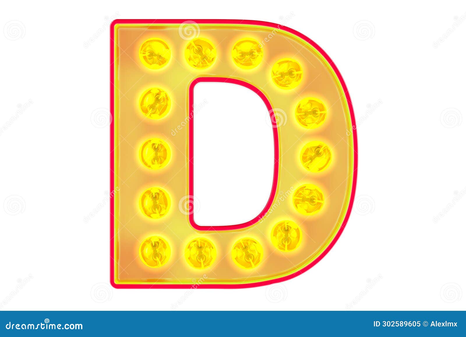 Light Bulb Letter D, Glowing Retro Font. 3D Rendering Stock ...
