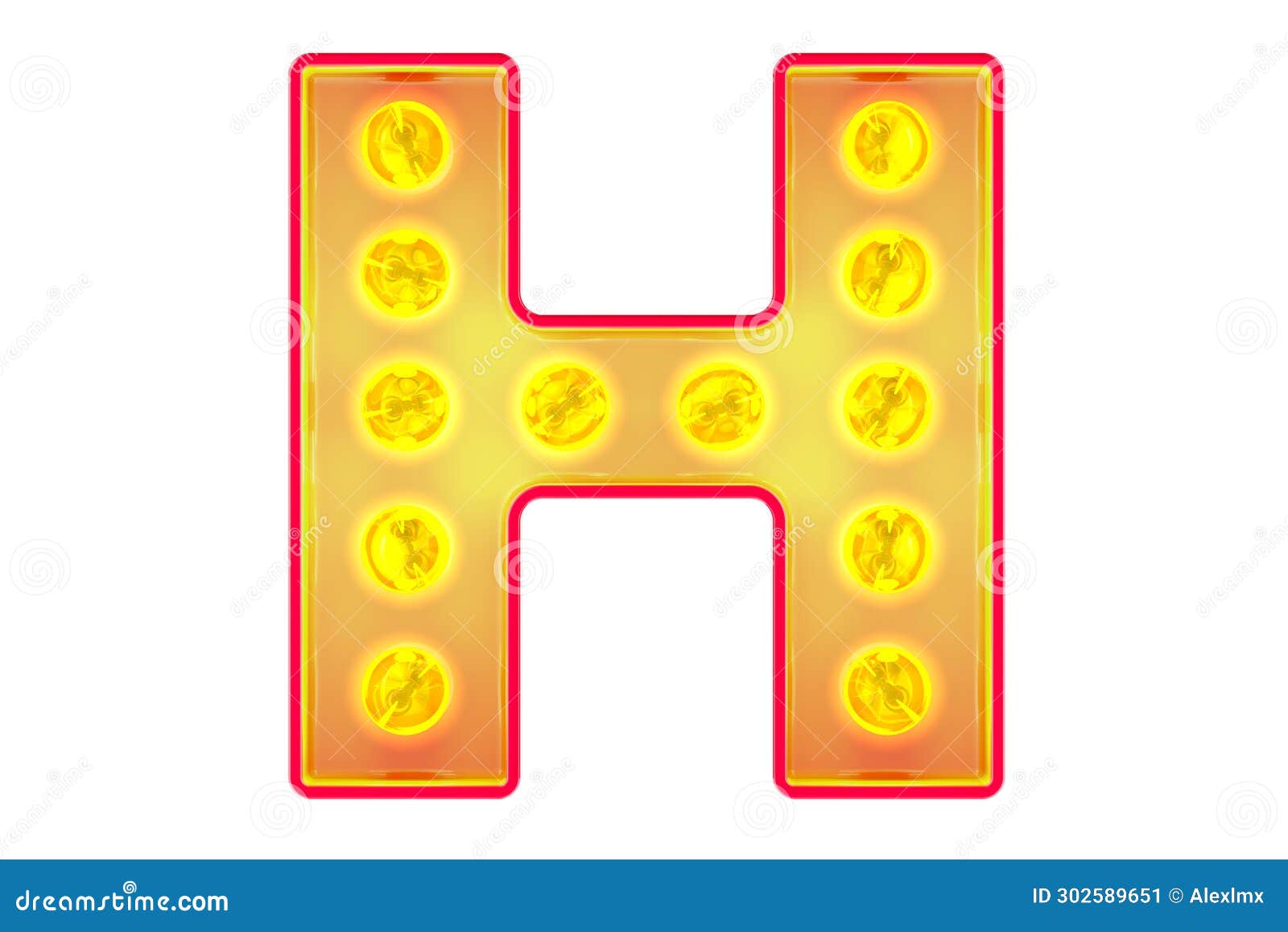 Light Bulb Letter H, Glowing Retro Font. 3D Rendering Stock ...