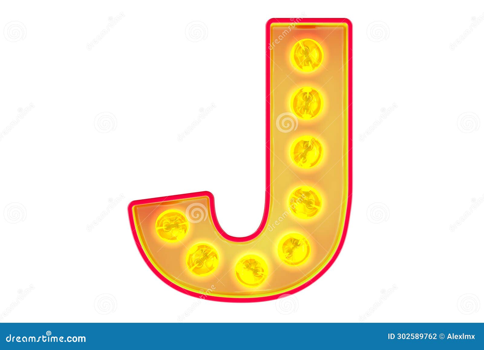 Light Bulb Letter J, Glowing Retro Font. 3D Rendering Stock ...