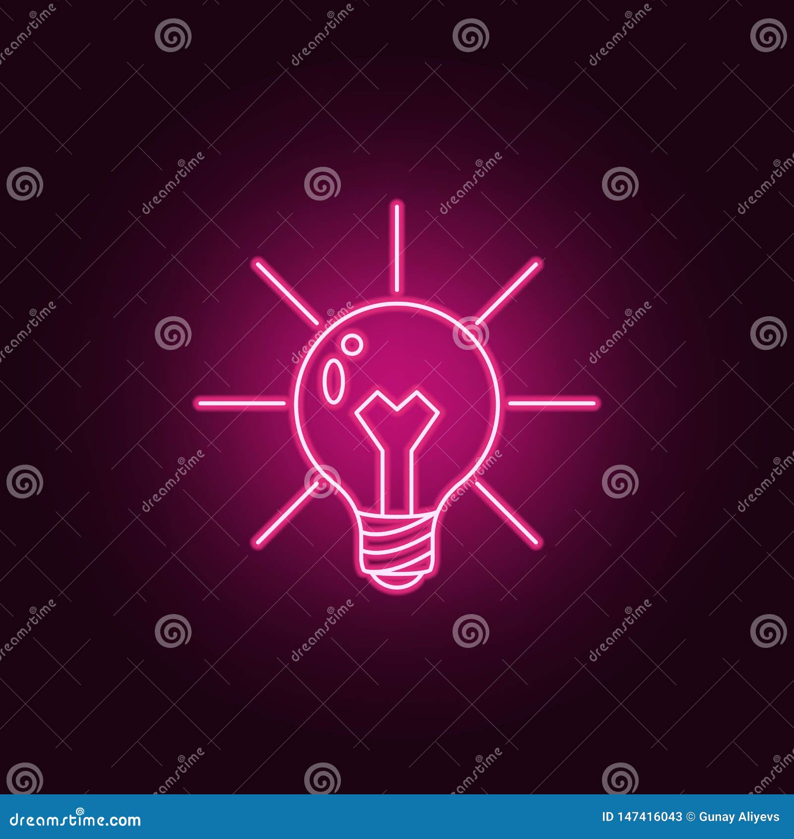 Light Bulb and Lighting Neon Icon. Elements of Idea Set Stock ...