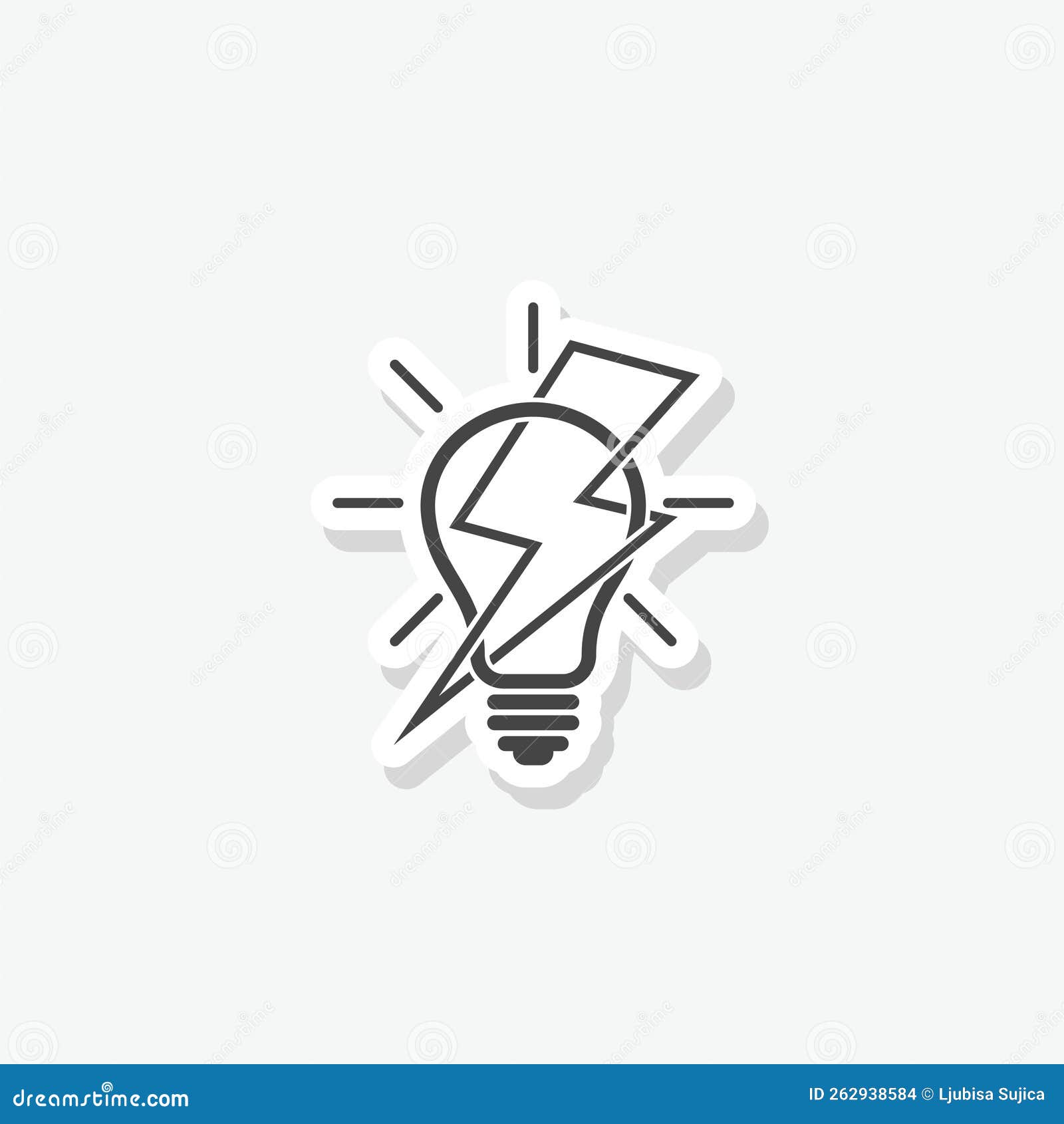 Light Bulb and Lightning Bolt Logo Design Sticker Stock Vector ...