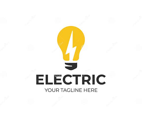 Light Bulb and Lightning Bolt Logo Template. Electrical Vector Design ...