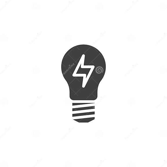 Light Bulb with Lightning Bolt Vector Icon Stock Illustration ...