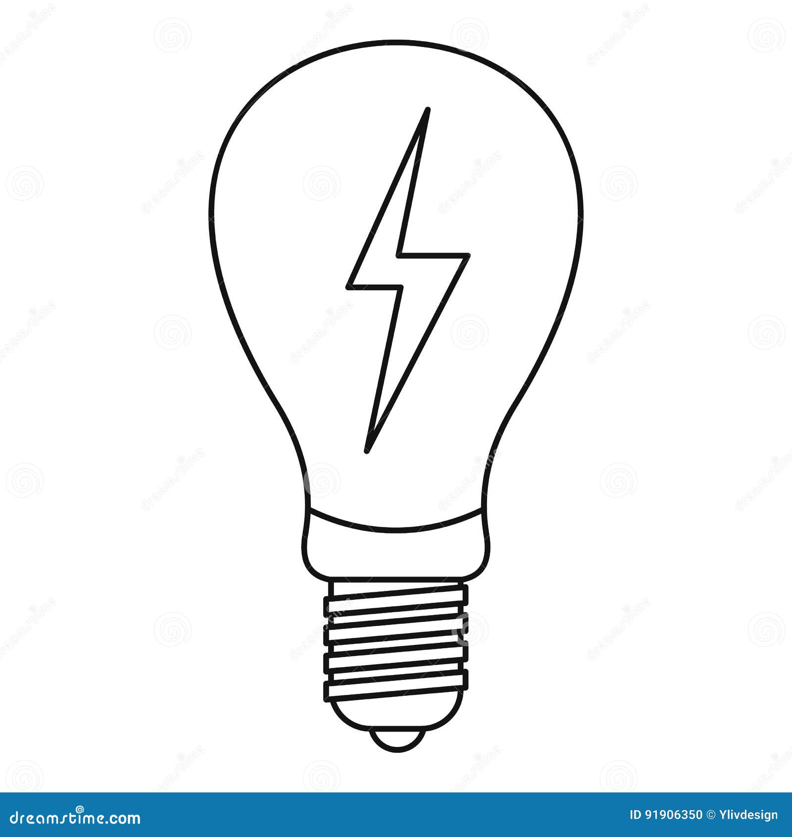 Light Bulb with Lightning Inside Icon Outline Stock Vector ...