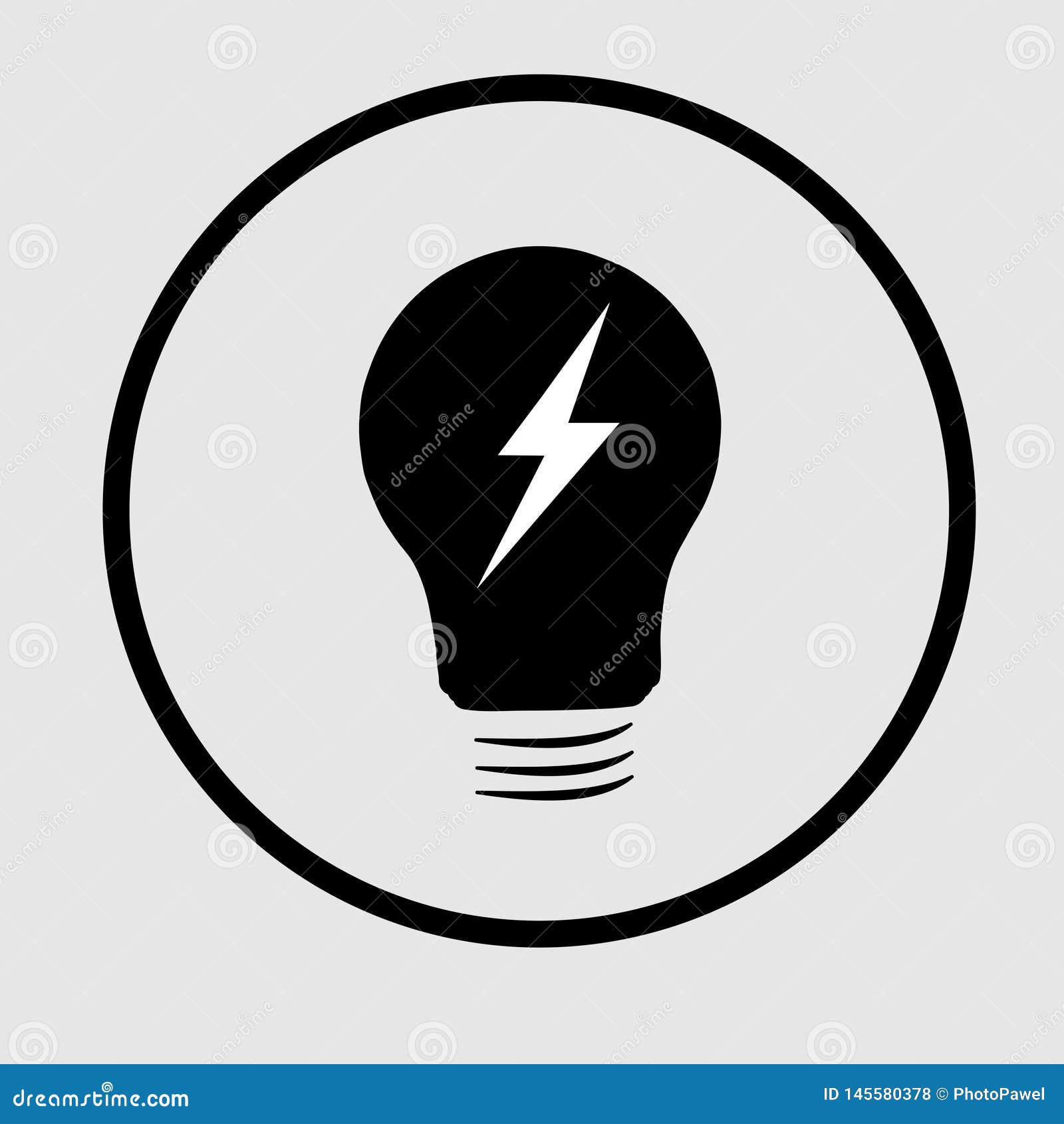 A Light Bulb with Lightning. Stock Illustration - Illustration of ...