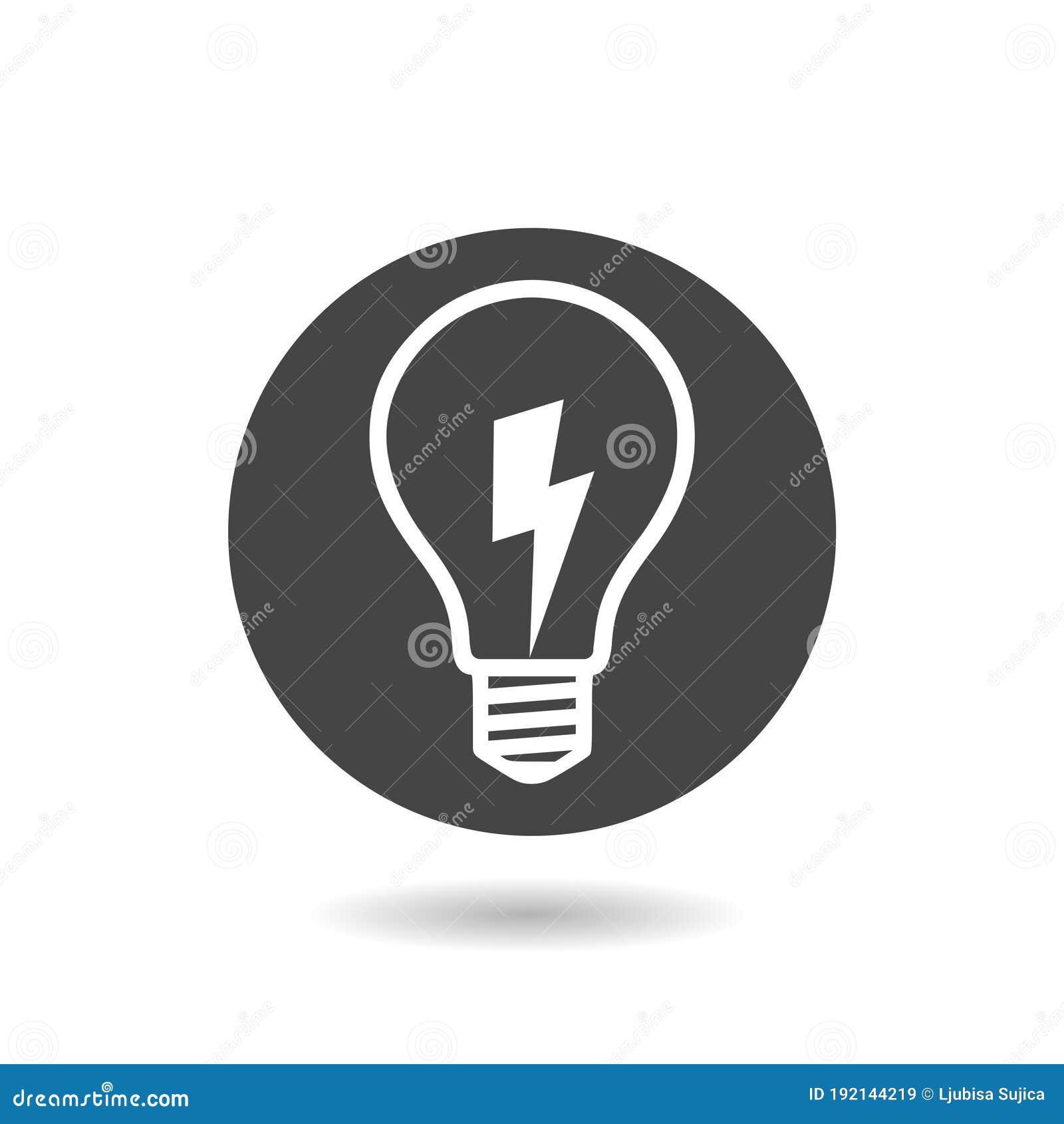 Light Bulb with Lightning Symbol Icon with Shadow Stock Vector ...