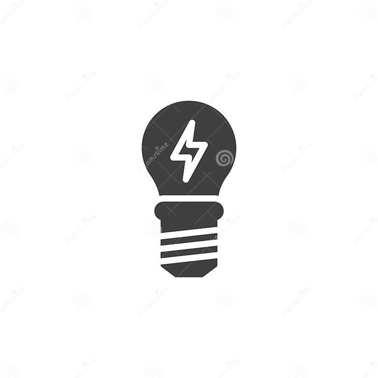 Light Bulb with Lightning Vector Icon Stock Vector - Illustration of ...