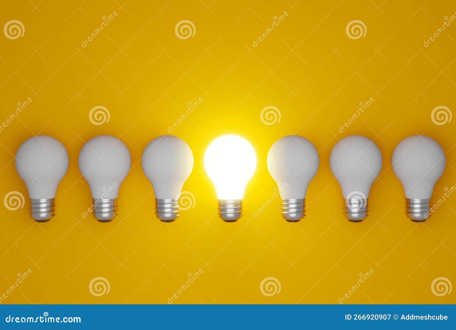 A Light Bulb that Lights Up Alone among the Lights that are Off, 3d ...