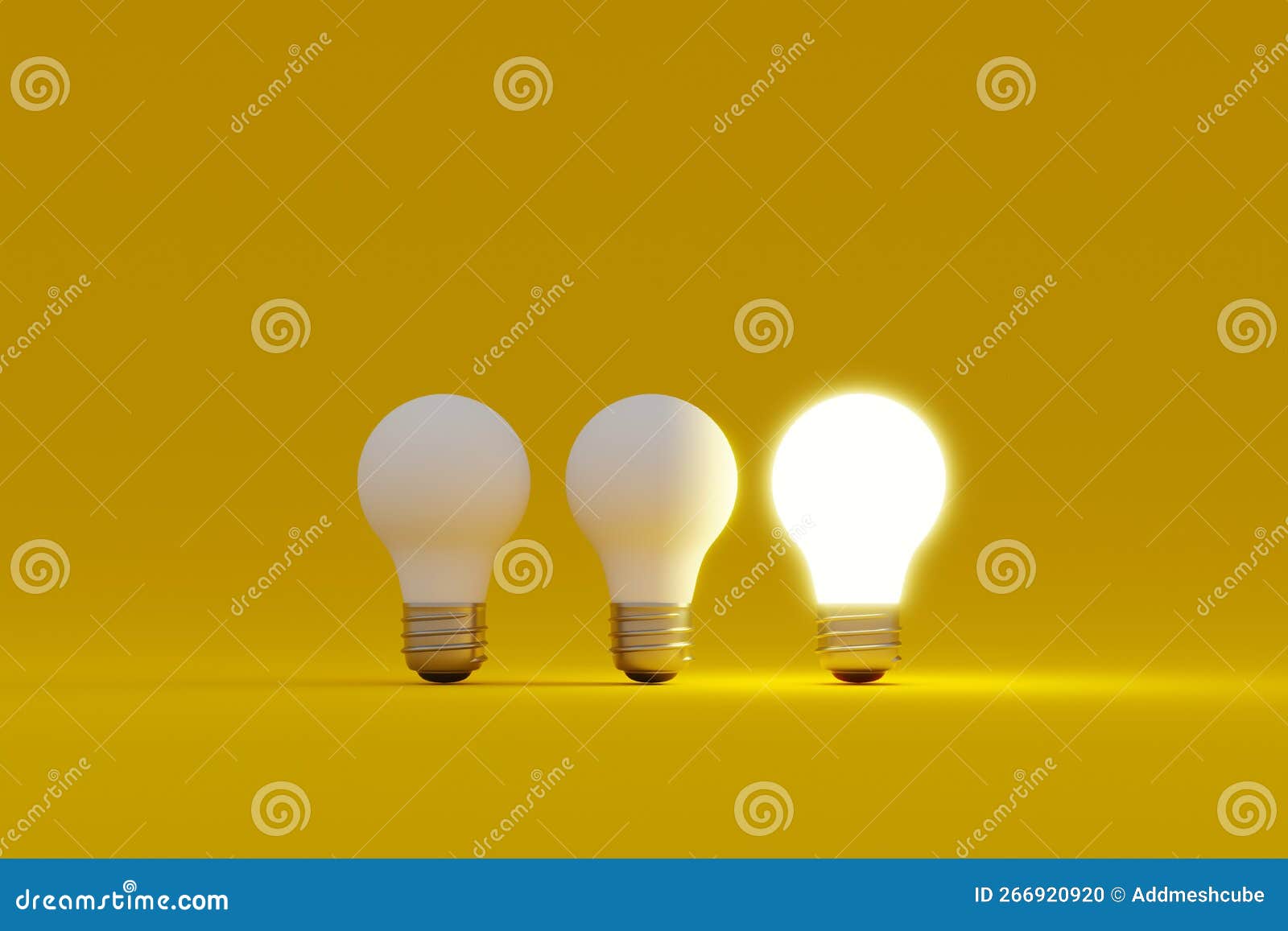 A Light Bulb that Lights Up Alone among the Lights that are Off, 3d ...