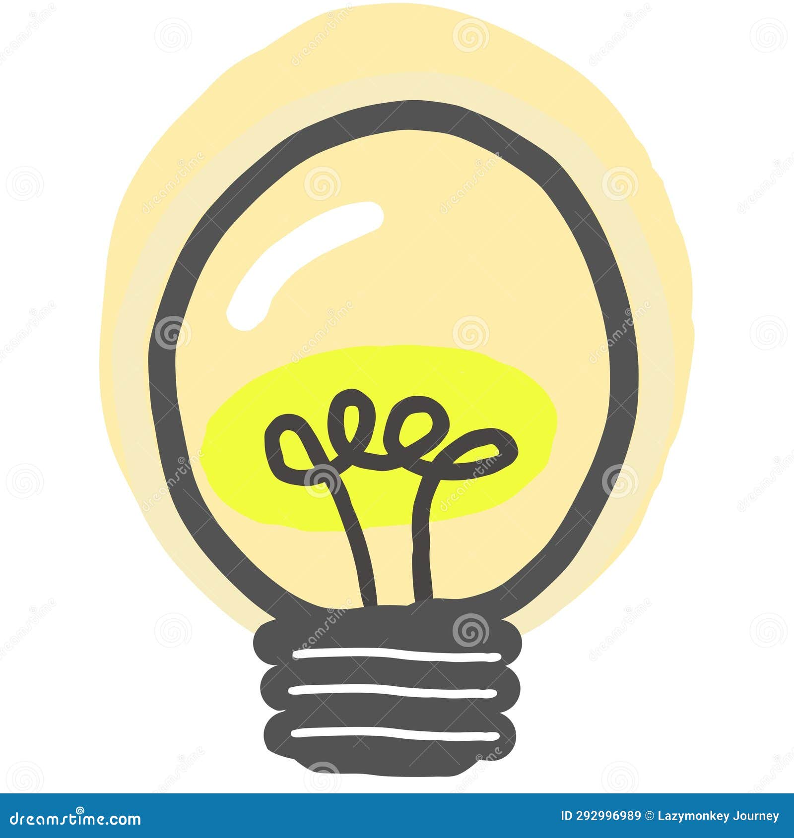 Cute Color Light Bulb Line Art Doodle-on Stock Illustration ...