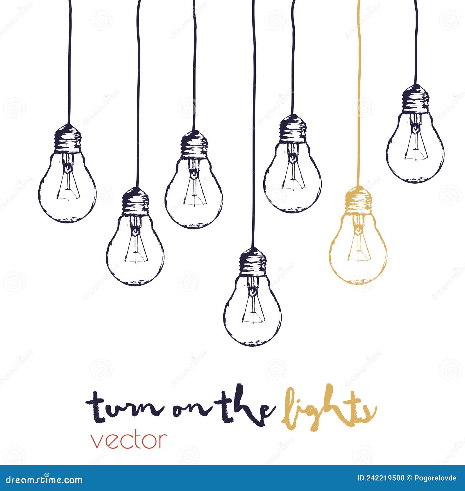 Light Bulb Line Hand Drawing Vector Card Stock Vector - Illustration of ...