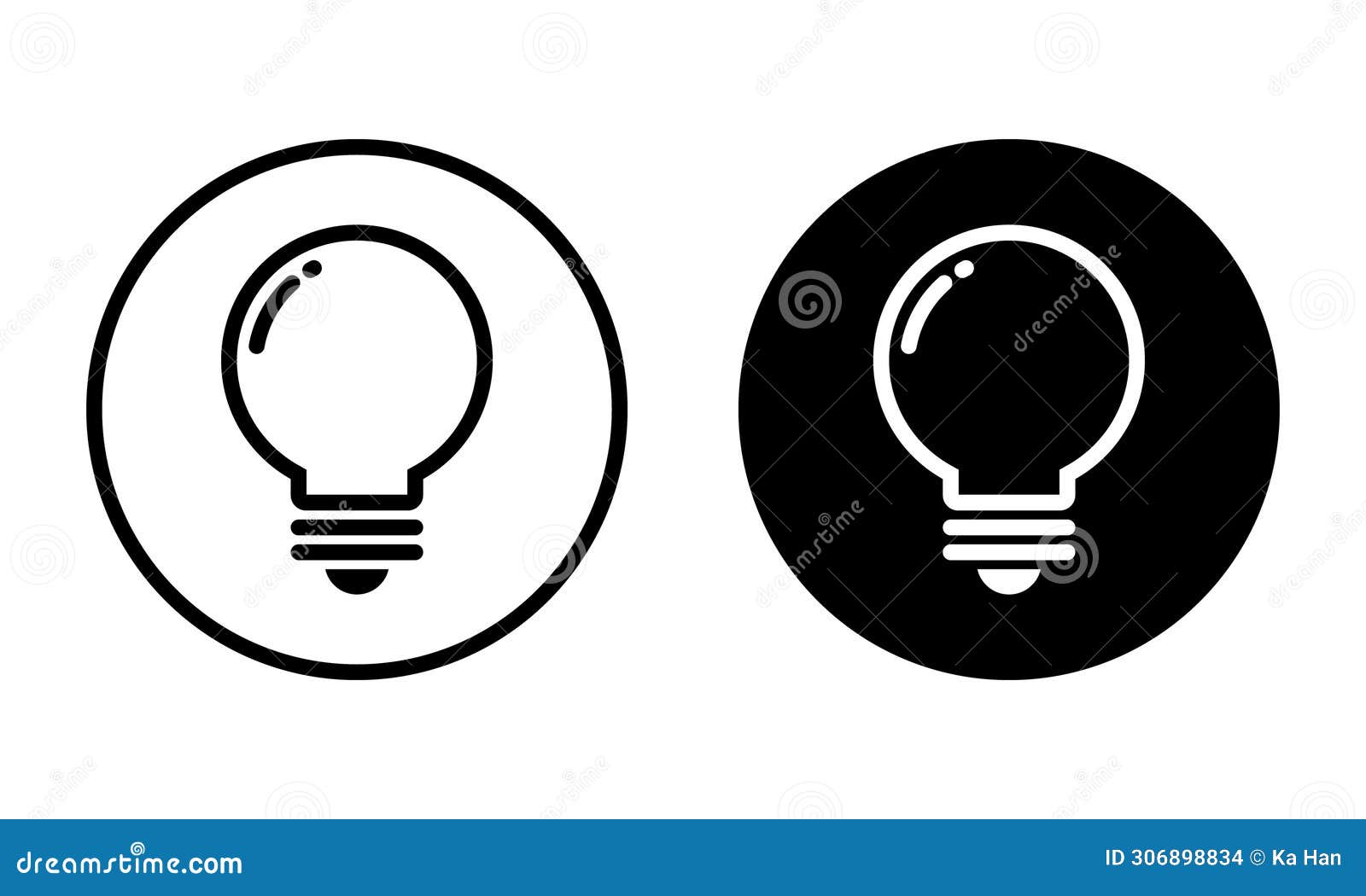 Light Bulb Line Icon Vector on Black Circle. Lightbulb Sign Symbol ...