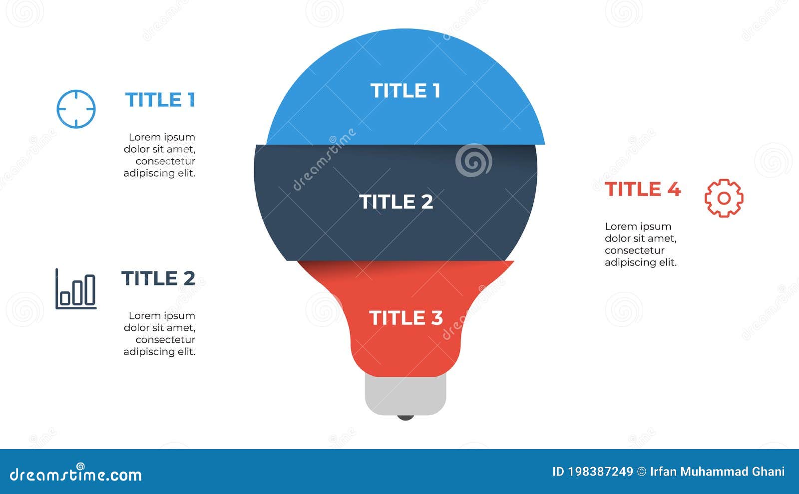 Light Bulb List Infographic Element Vector with 3 Points, Steps ...