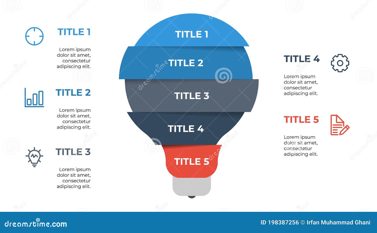 Light Bulb List Infographic Element Vector with 5 Points, Steps ...