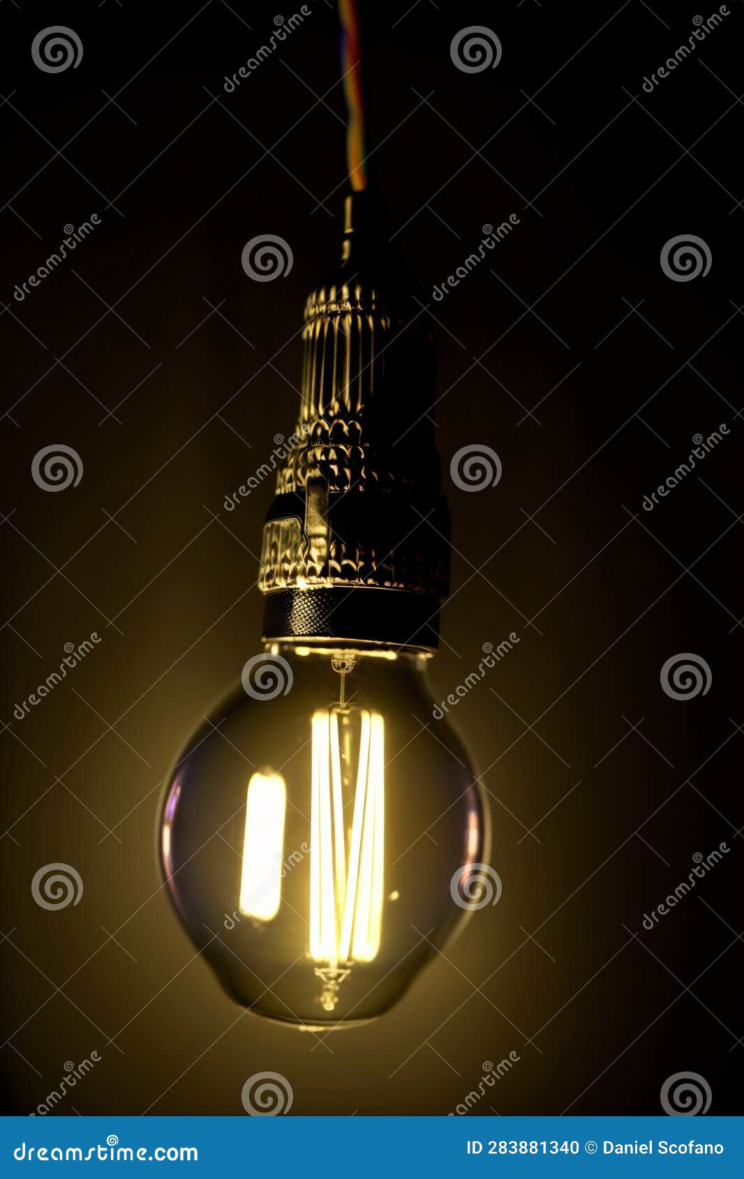 A Light Bulb that is Lit Up in the Dark. Generative AI Stock ...