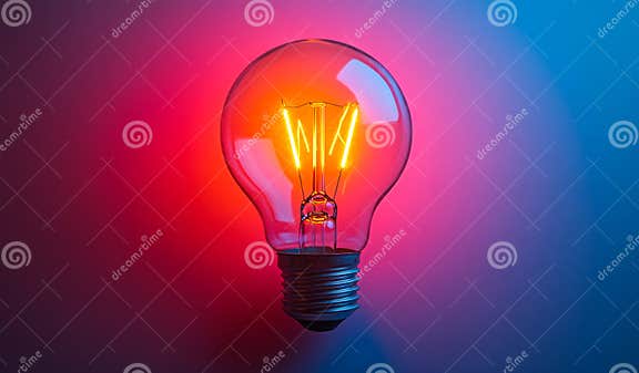 A Light Bulb is Lit Up and is Glowing Orange Stock Image - Image of ...