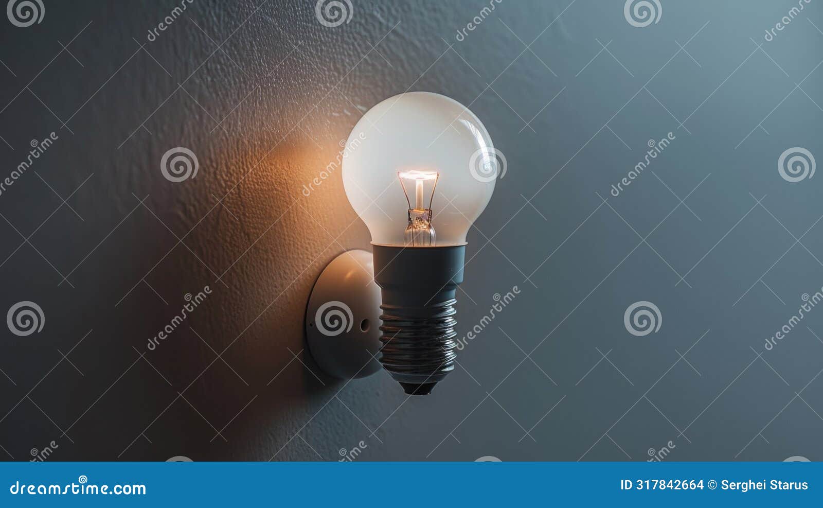 A Light Bulb is Lit on a Wall Mounted Lamp, AI Stock Photo - Image of ...