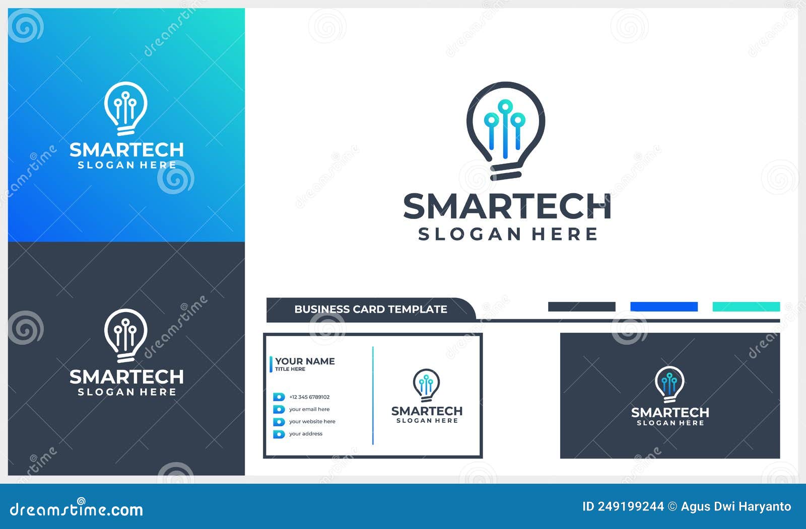 Light Bulb Logo with Tech Symbol Logo Template with Line Art Style ...