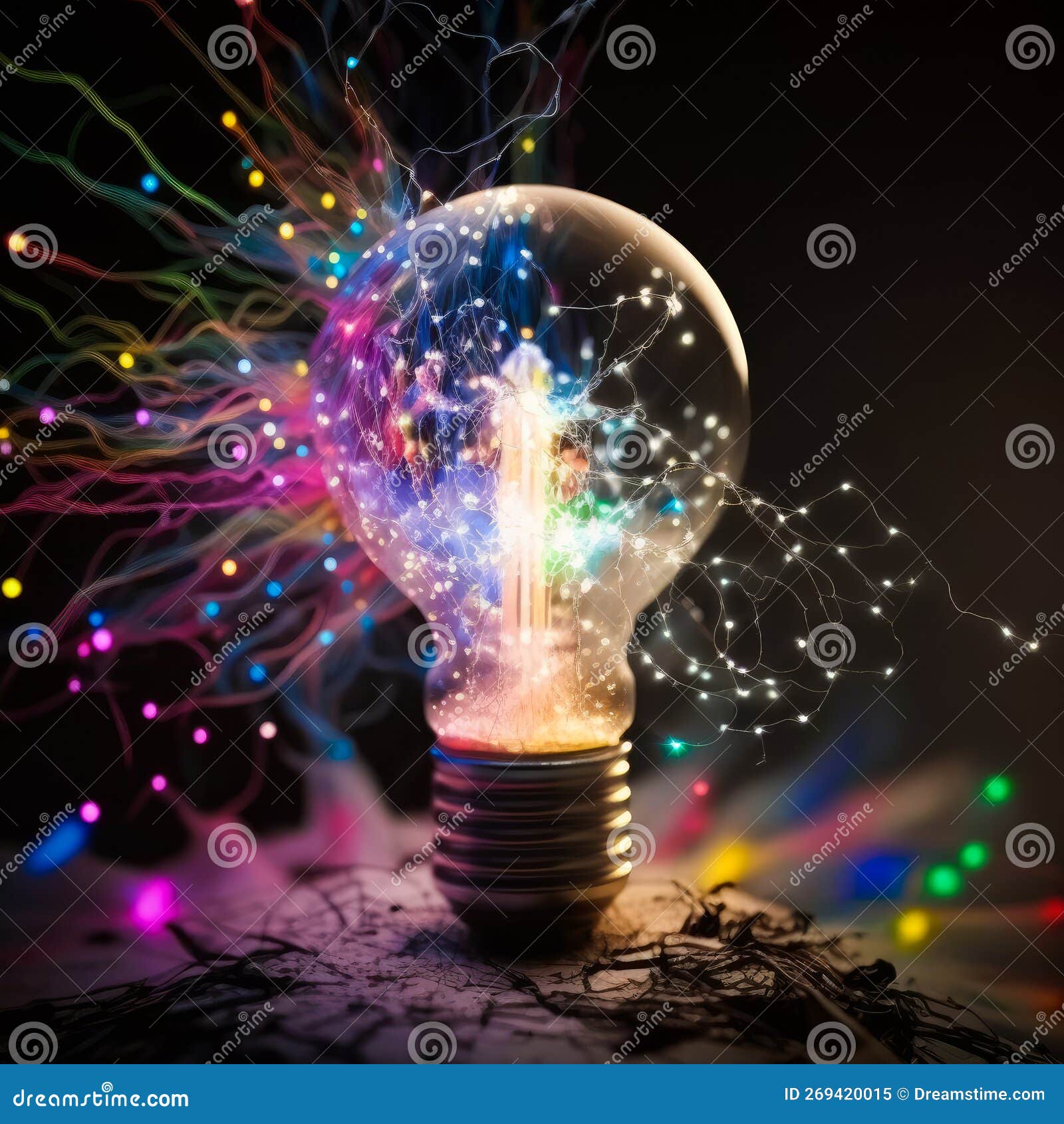 Light Bulb with Lot of Lights Inside of it. Generative AI Stock Illustration - Illustration of ...