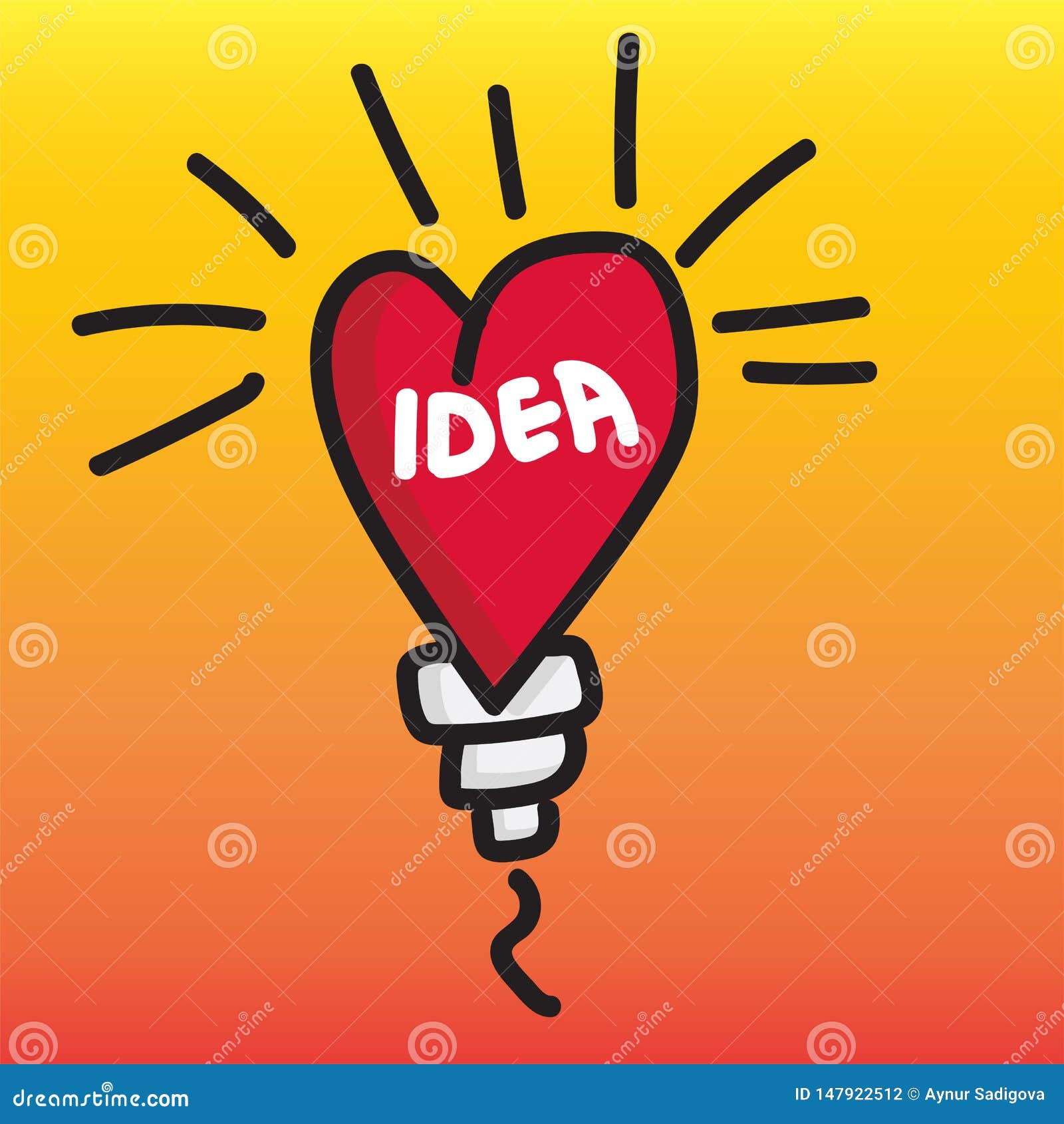 Light Bulb Love Idea , Hand Drawn , Icon Cartoon Stock Vector ... Light Bulb Love Idea , Hand Drawn , Icon Cartoon Stock Vector ...
