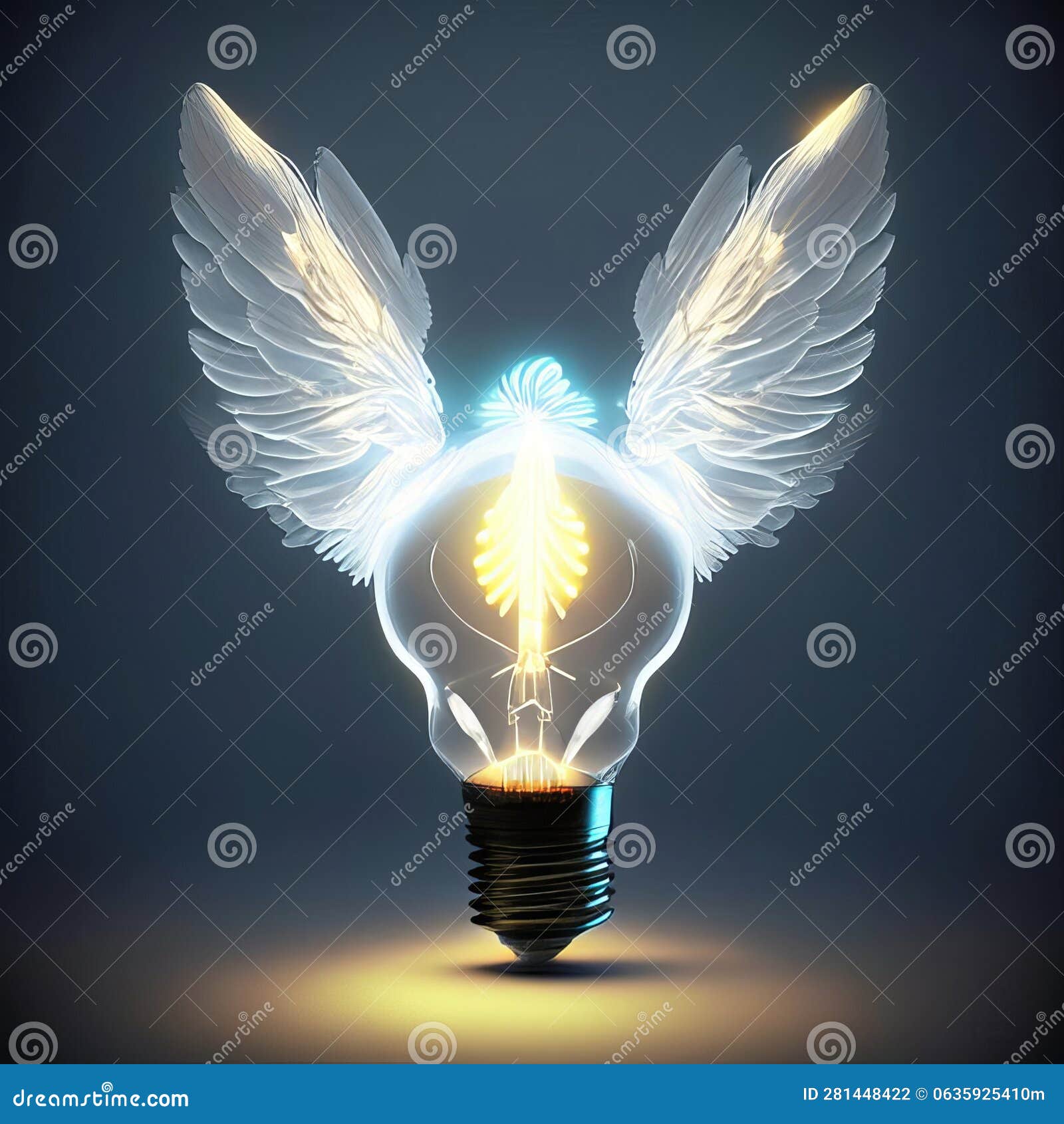 Light Bulb with Luminous Wings. Stock Illustration - Illustration of ...