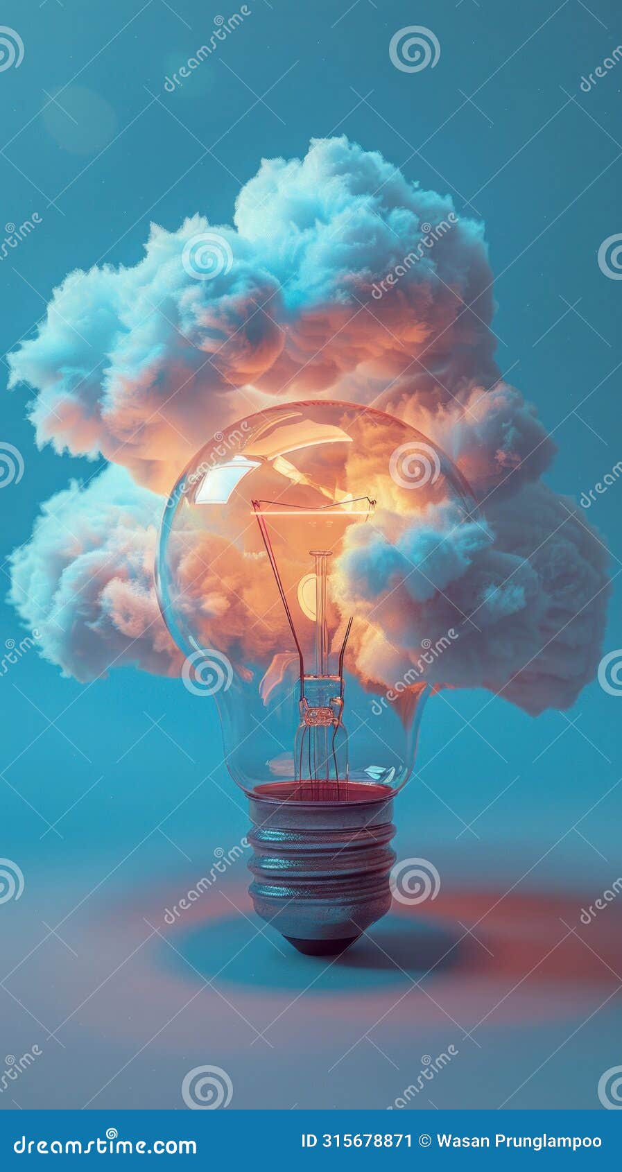 Light Bulb Made of Clouds and Lightning Stock Image - Image of ...