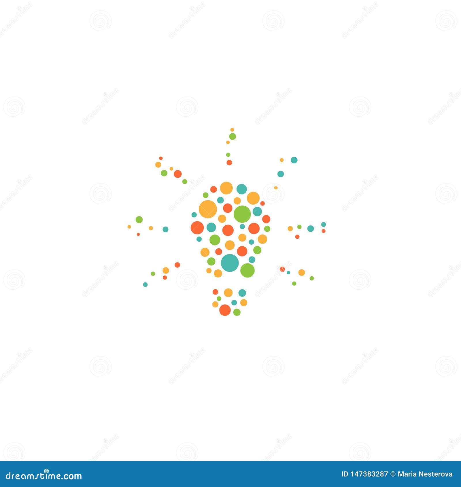 Light Bulb Made of Colorful Dots Isolated on White. Flat Icon. Idea ...