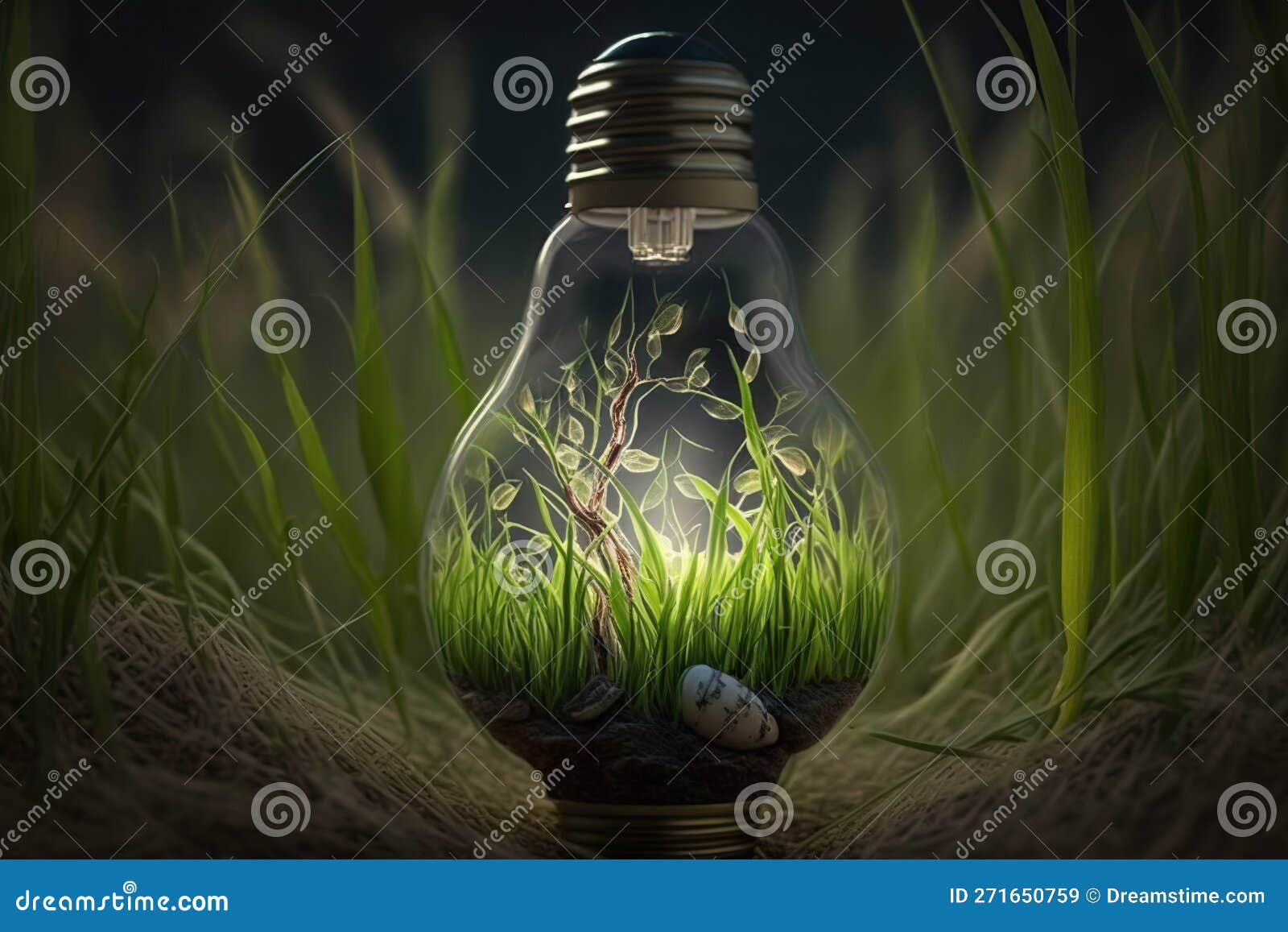 Light Bulb is Made of Green Grass, Created with Generative AI ...