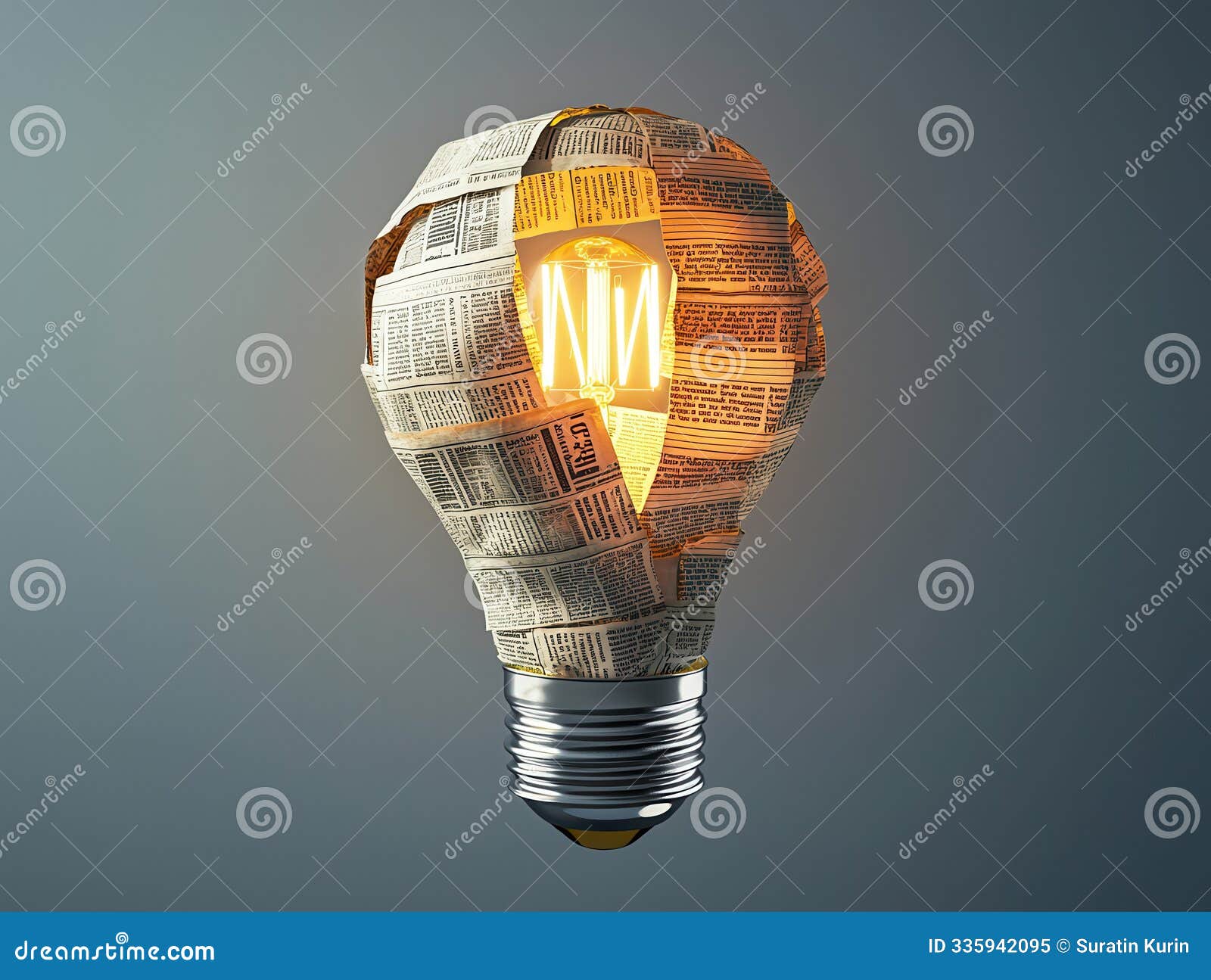 A Light Bulb Made from Newspaper Strips Symbolizing the Illumination ...