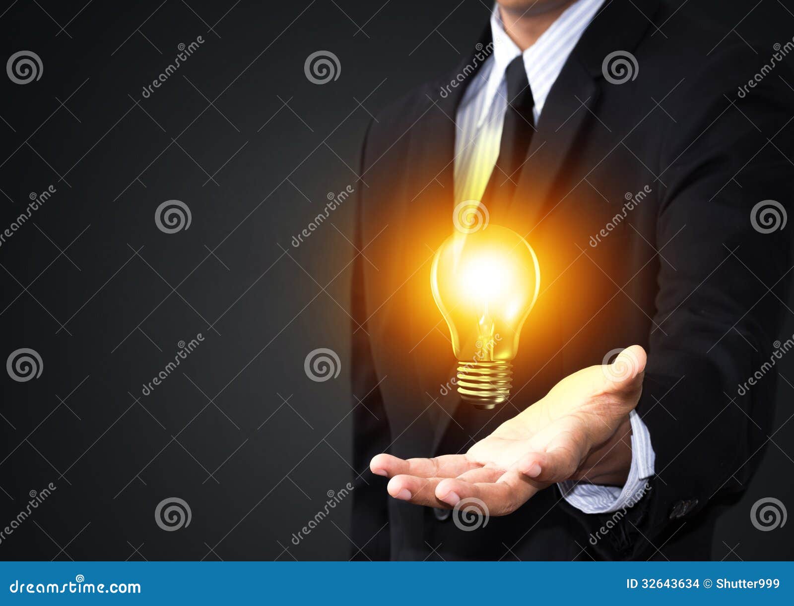 Light bulb in man hand stock photo. Image of hand, gray - 32643634