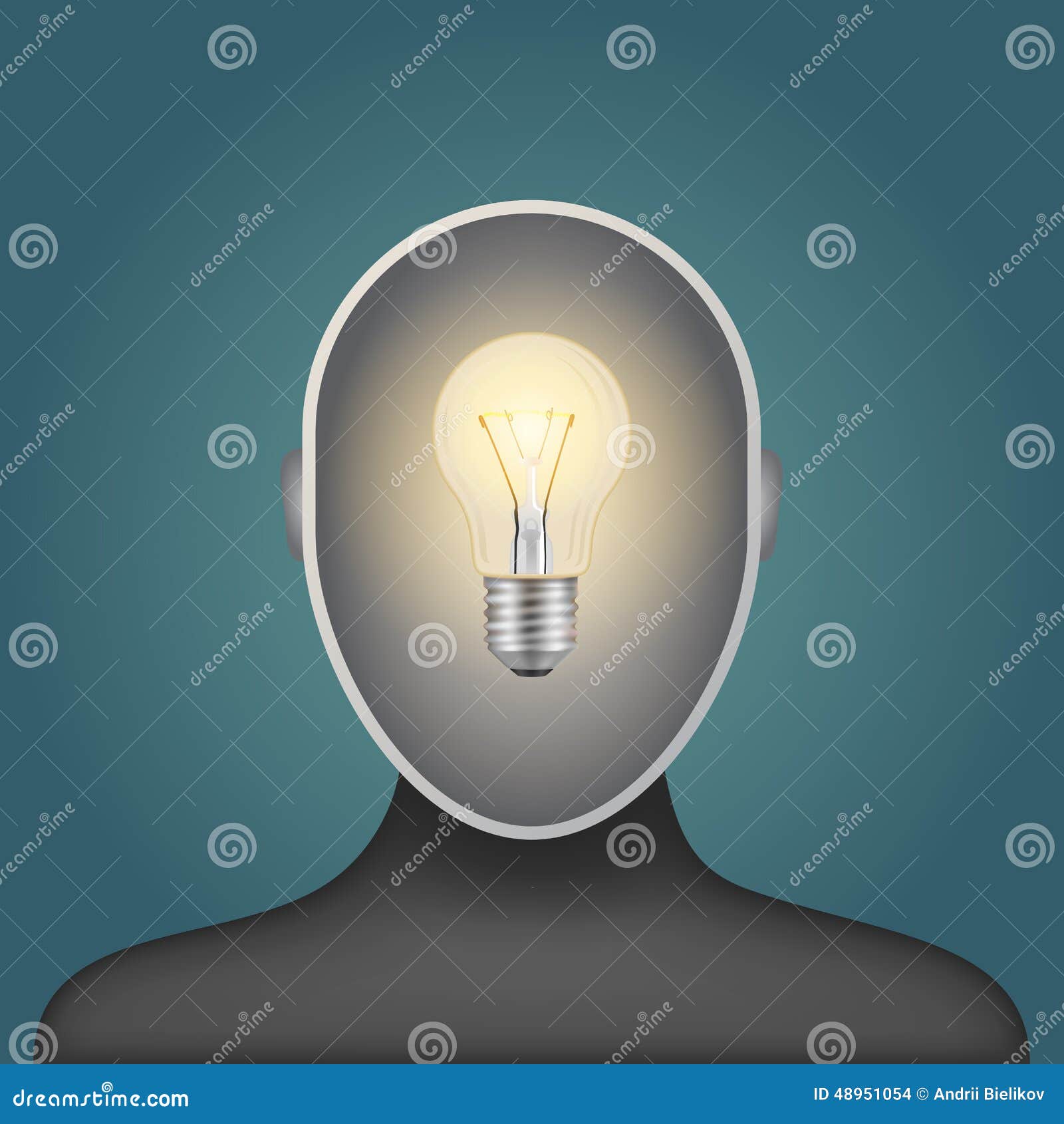 Light bulb in a man head stock illustration. Illustration of invention ...