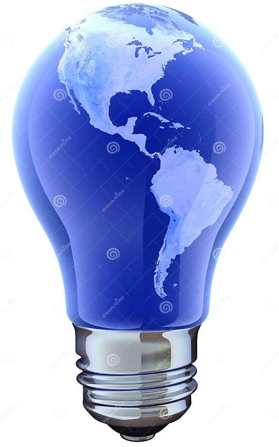 Light bulb with map stock illustration. Illustration of electro - 49547302