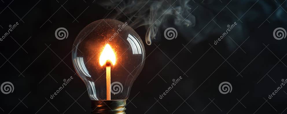 Light Bulb with Matchstick Inside, Creative and Conceptual Design, Warm ...