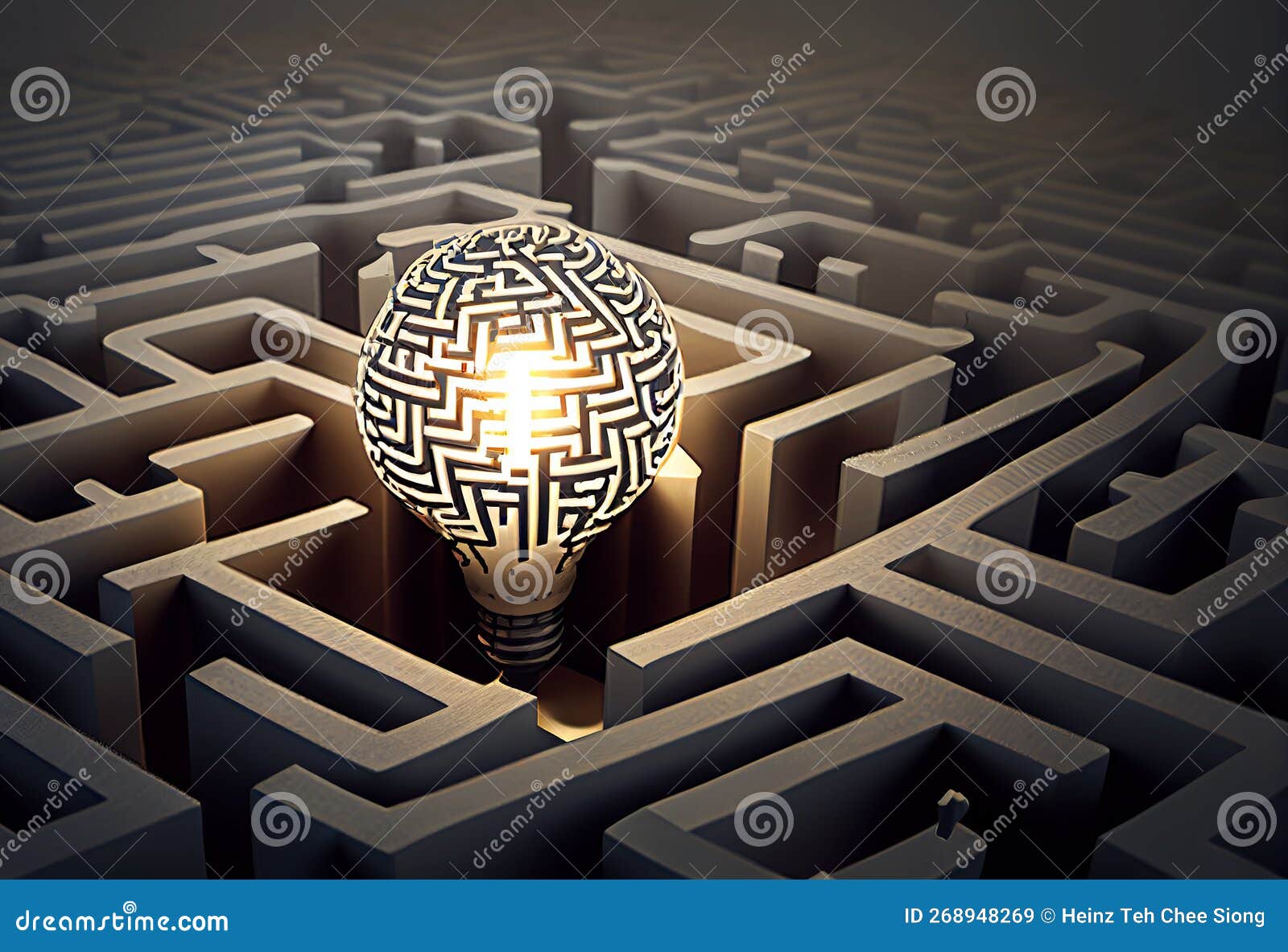 Light Bulb and Maze, Business Idea Concept. Generative Ai Stock ...